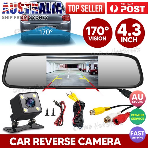 4.3" Reverse Camera LCD Monitor Car Reversing Mirror Rear View Kit ...