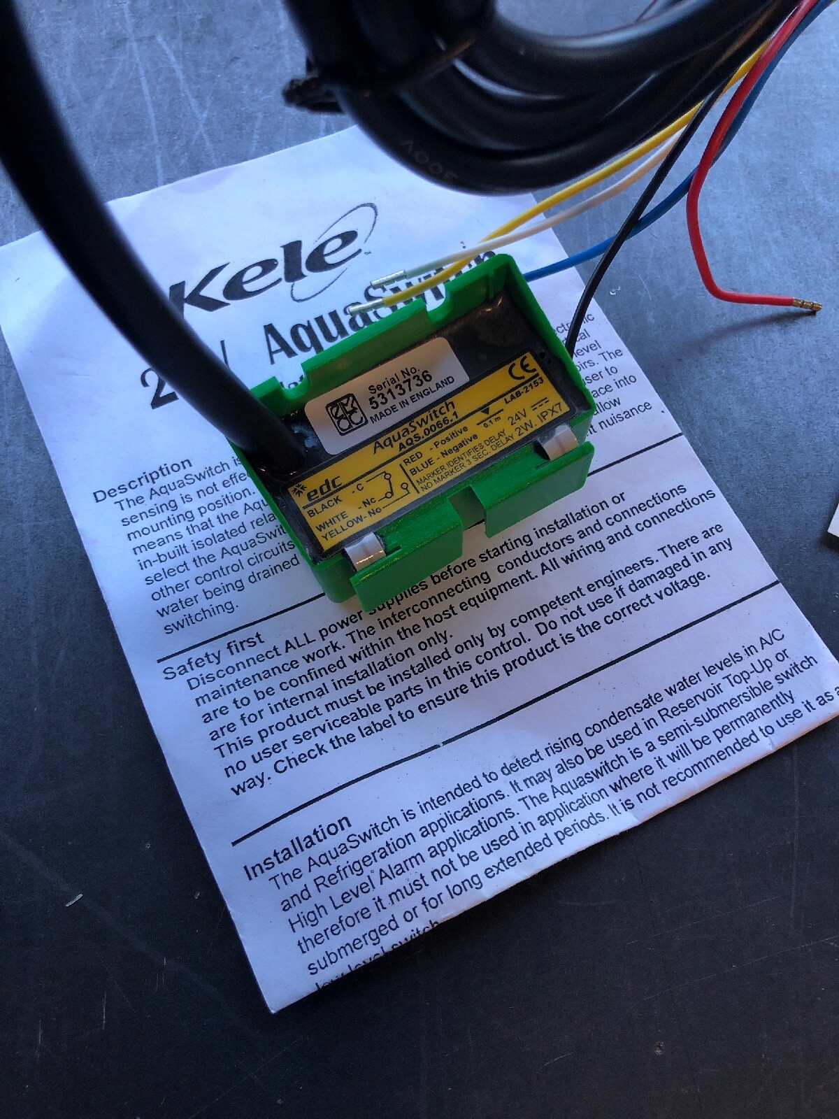 NEW, KELE, AQS.0066.9, AQUASWITCH, 24VDC, WATER DETECTOR, 5FT CABLE ...