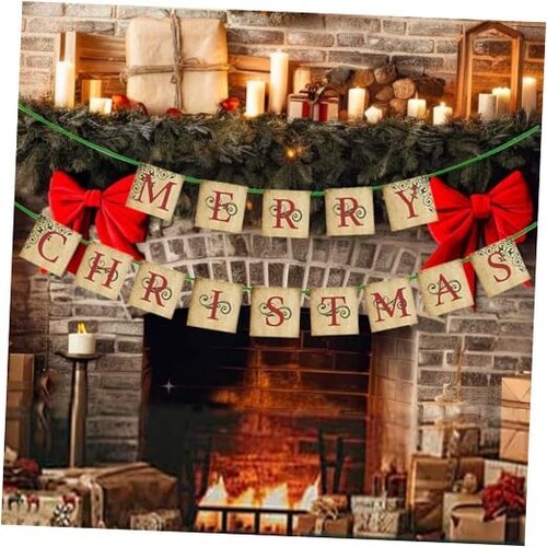 Vintage Christmas Decor - Vintage Merry Christmas Banner Sign ...