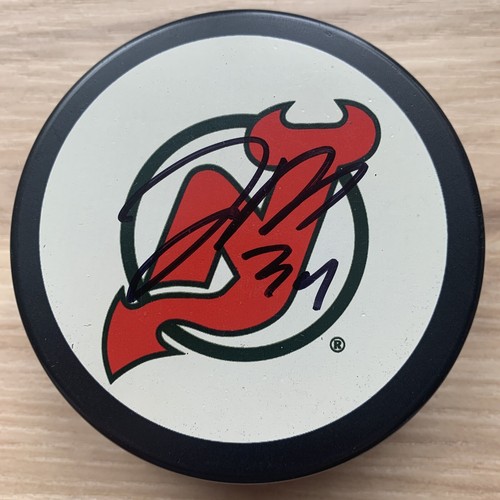 JON MERRILL #34 NEW JERSEY DEVILS AUTOGRAPHED NHL HOCKEY PUCK NJ Devils ...