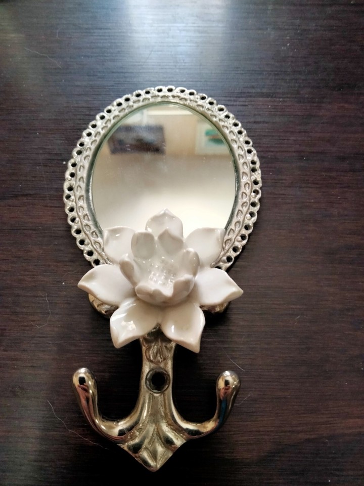 Vintage Two Small Mirror Key Holder With Ceramic Flower | eBay