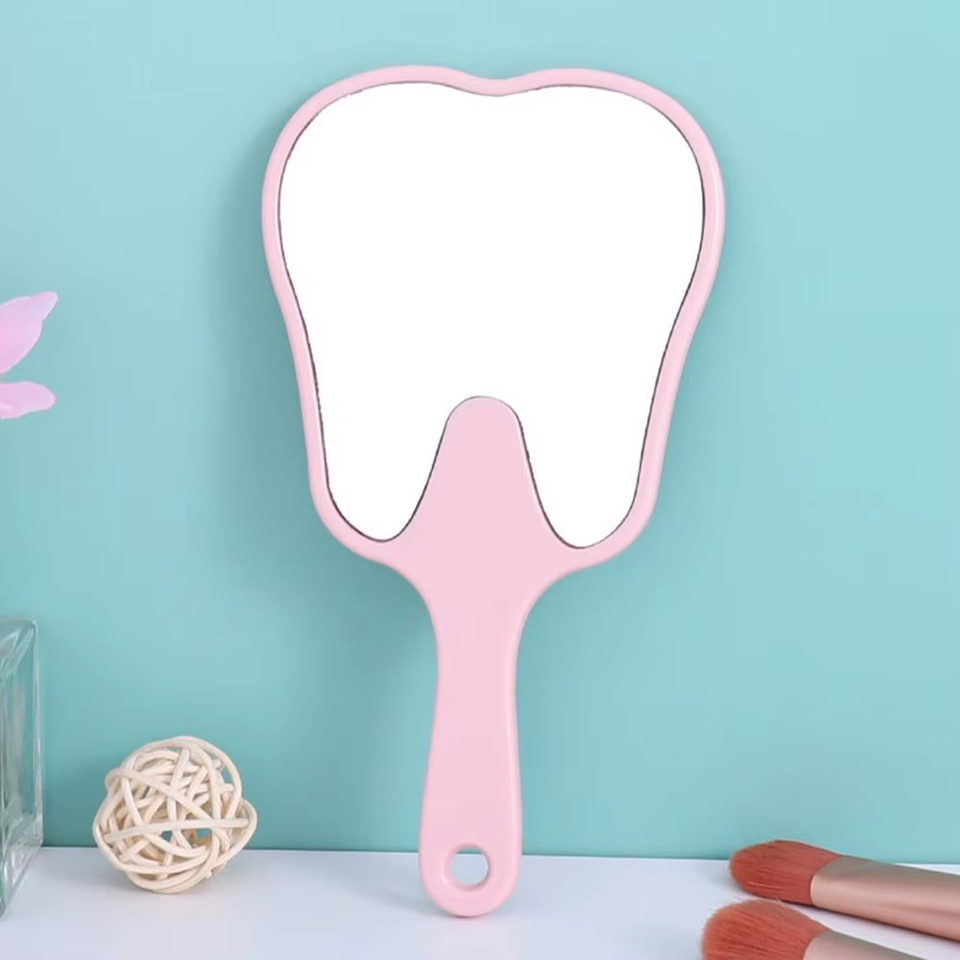Tooth Shaped Handheld Mirror Cute Makeup Mirror Hand Held Dental ...