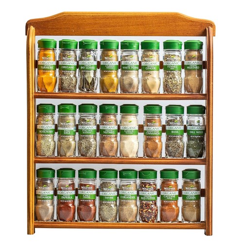 McCormick Gourmet Three Tier Wood 24 Piece Organic Spice Rack Organizer ...