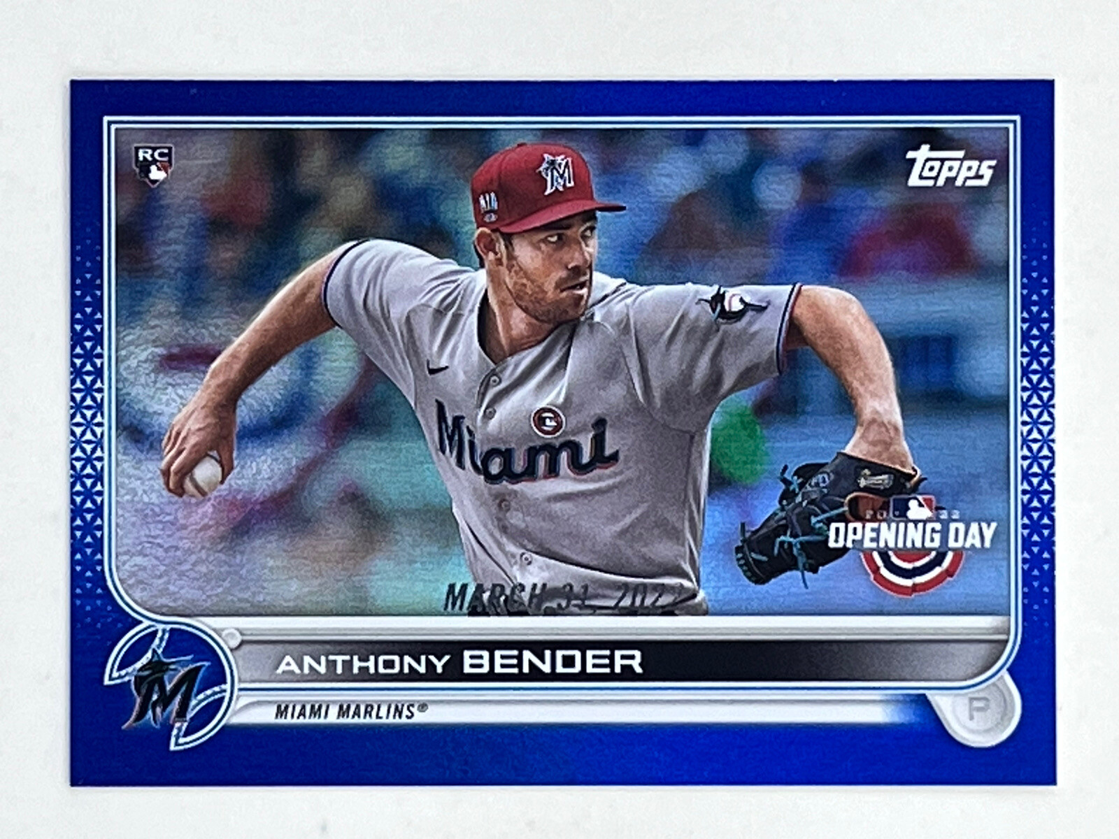 Anthony Bender 2022 Topps Opening Day Blue Foil RC #105 MLB Marlins ...