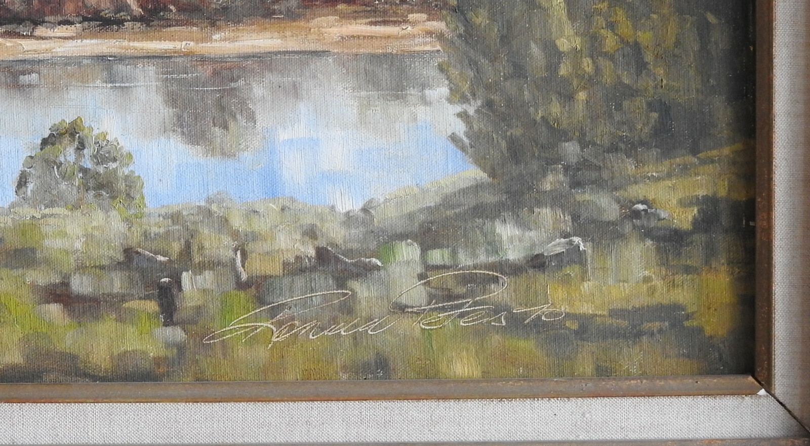 Ronald Peters (1937-2003) Large Original Oil Painting Cox's River Blue ...