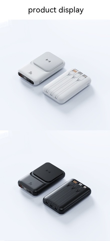 10000mAh Super Fast Magnetic Wireless Charger Power Bank With Cables ...