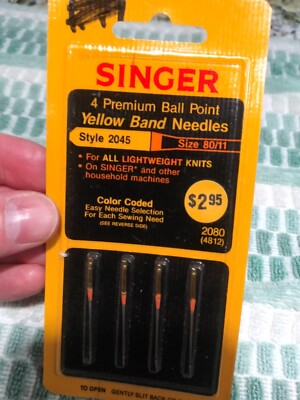 SINGER 4 Premium Ball Point Yellow Band Needles Style 2045 Size 11 ...