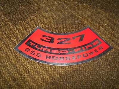 CHEVROLET 327 TURBO-FIRE TURBOFIRE 255HP AIR CLEANER TOP LID DECAL ...