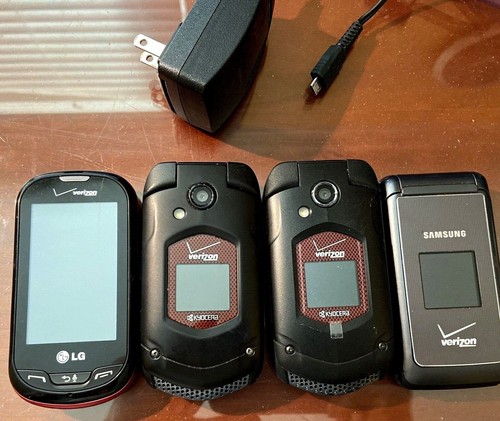 Lot - 2 Kyocera E4520 DuraXV Verizon, 1 LG Verizon, 1 Samsung Verizon ...