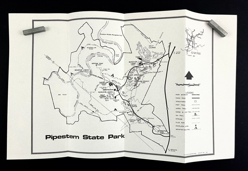 1993 Pipestem State Park Resort West Virginia Vintage Map Trail Guide ...