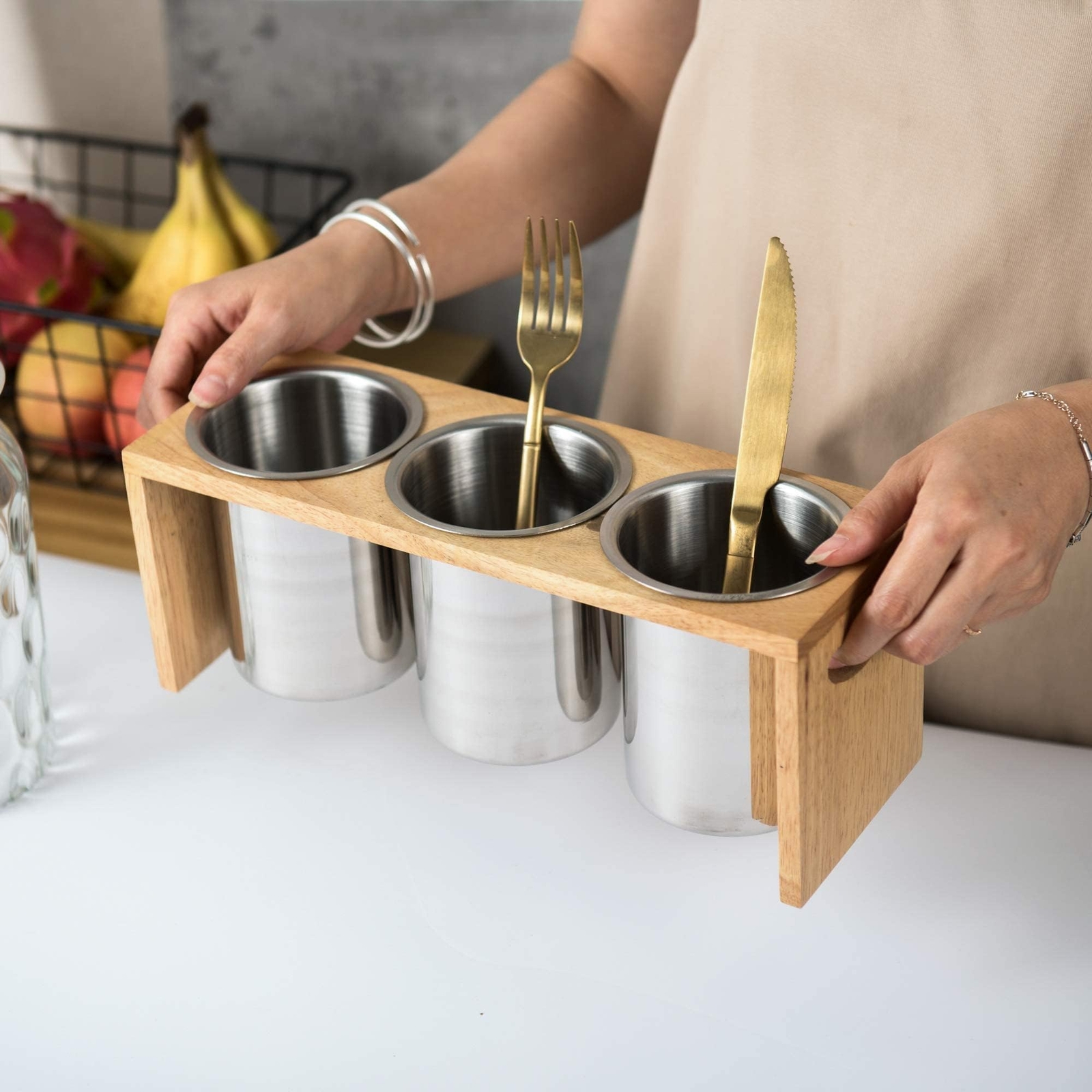 Silverware Caddy Flatware Holder Stainless Steel Utensil Caddy ...