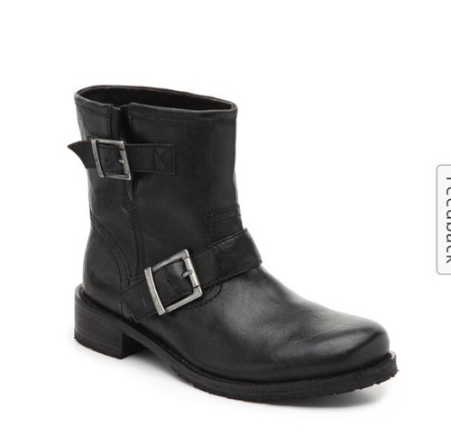 H.R. Trask Brenna Black Leather Moto Ankle Boots Size 8 Retail @298 ...