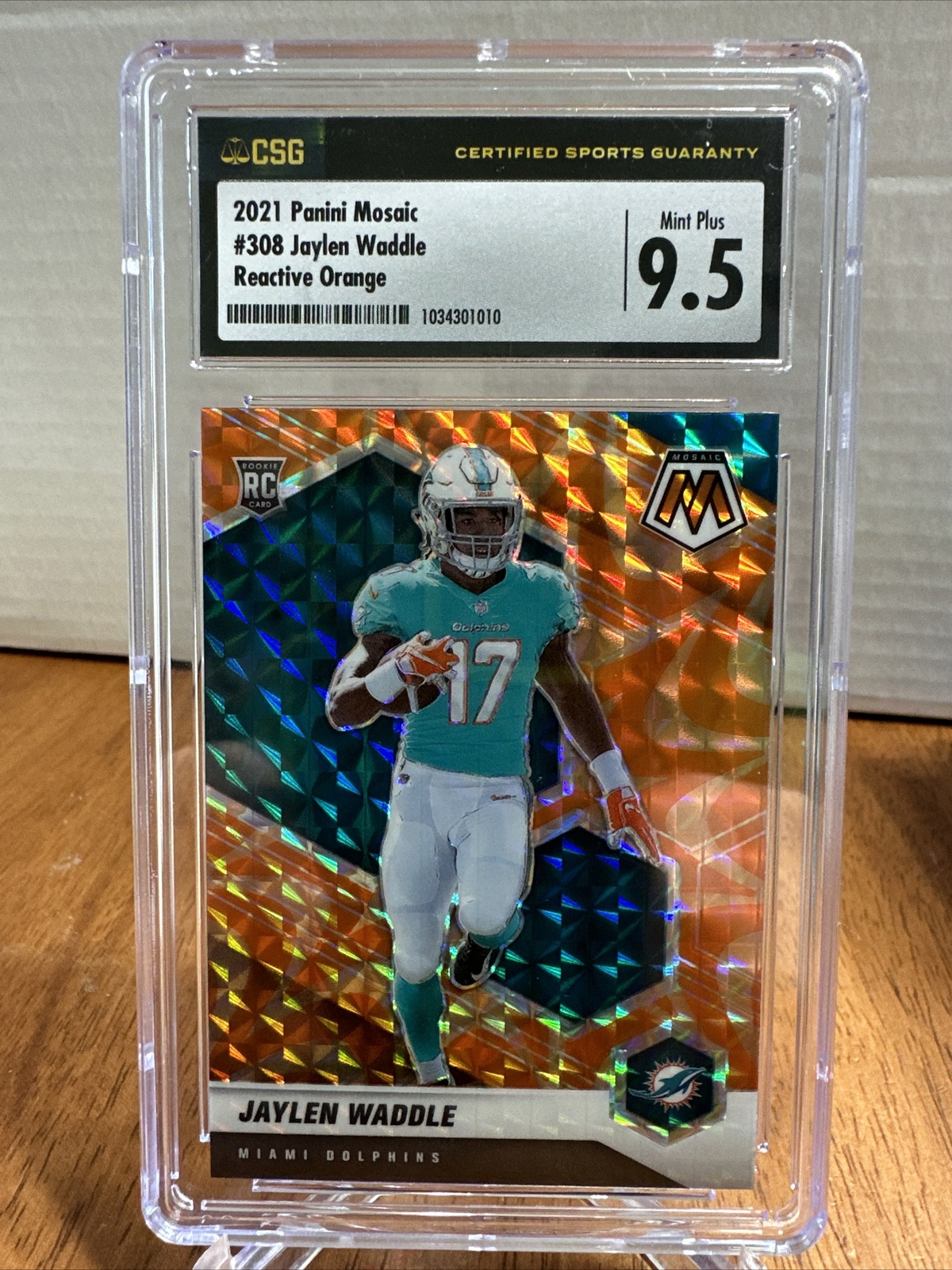 2021 Mosaic 308 Jaylen Waddle Reactive Orange Prizm Color Match RC CSG ...