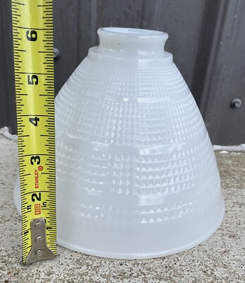 Vintage Corning Waffle Milk Glass Shade Diffuser 8” Toucheier Lamp NL ...