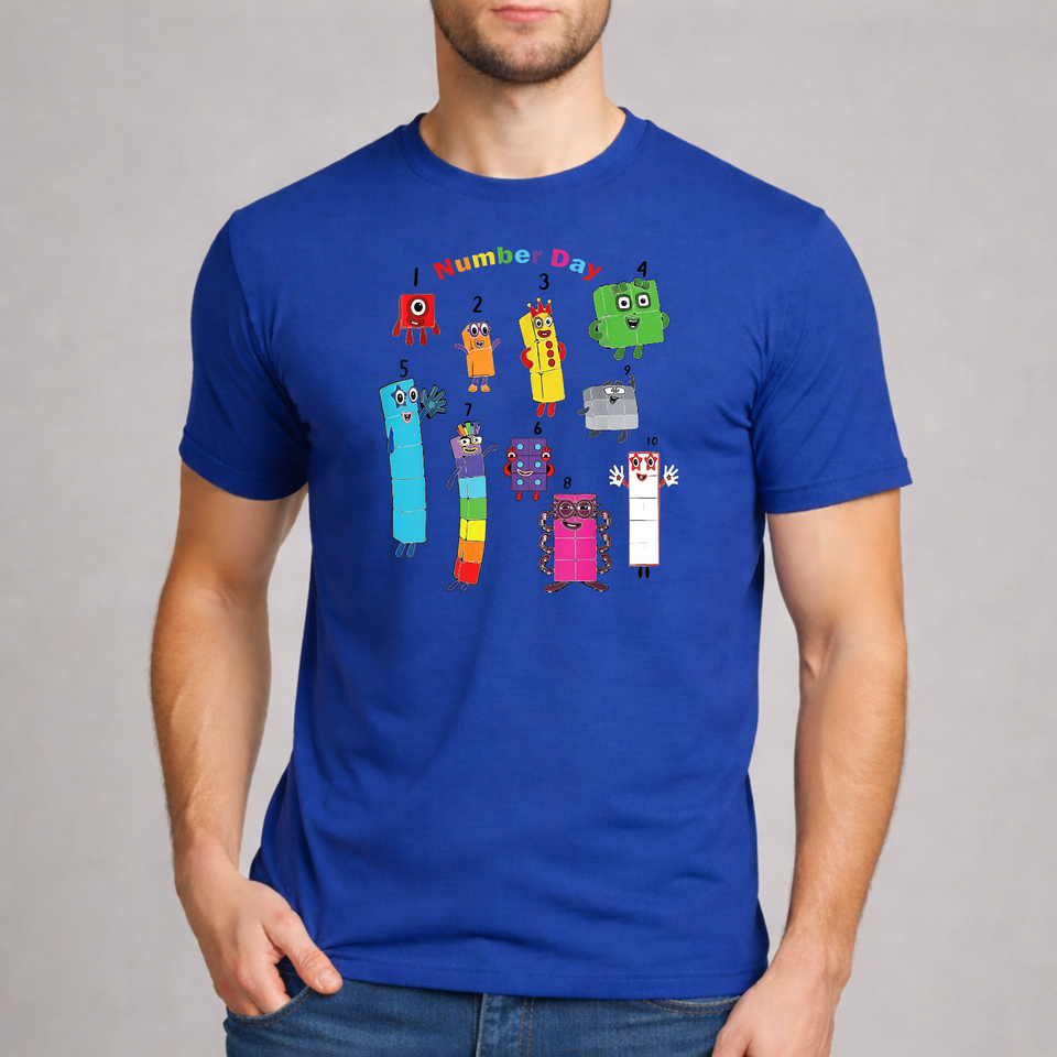 Number Day Funny Happy Numbers Blocks Math Teacher Kids Art Unisex T ...