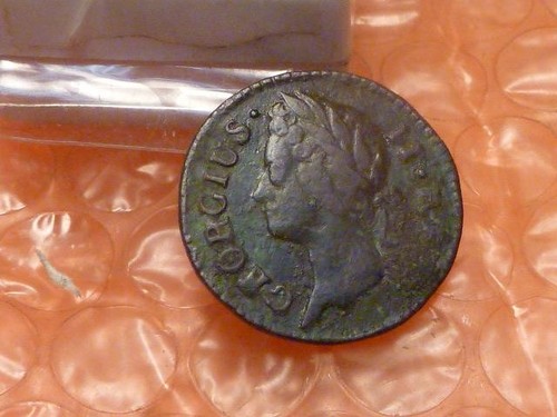 Original 1744 George II Colonial Times Hibernia Farthing Rare Date #3C ...