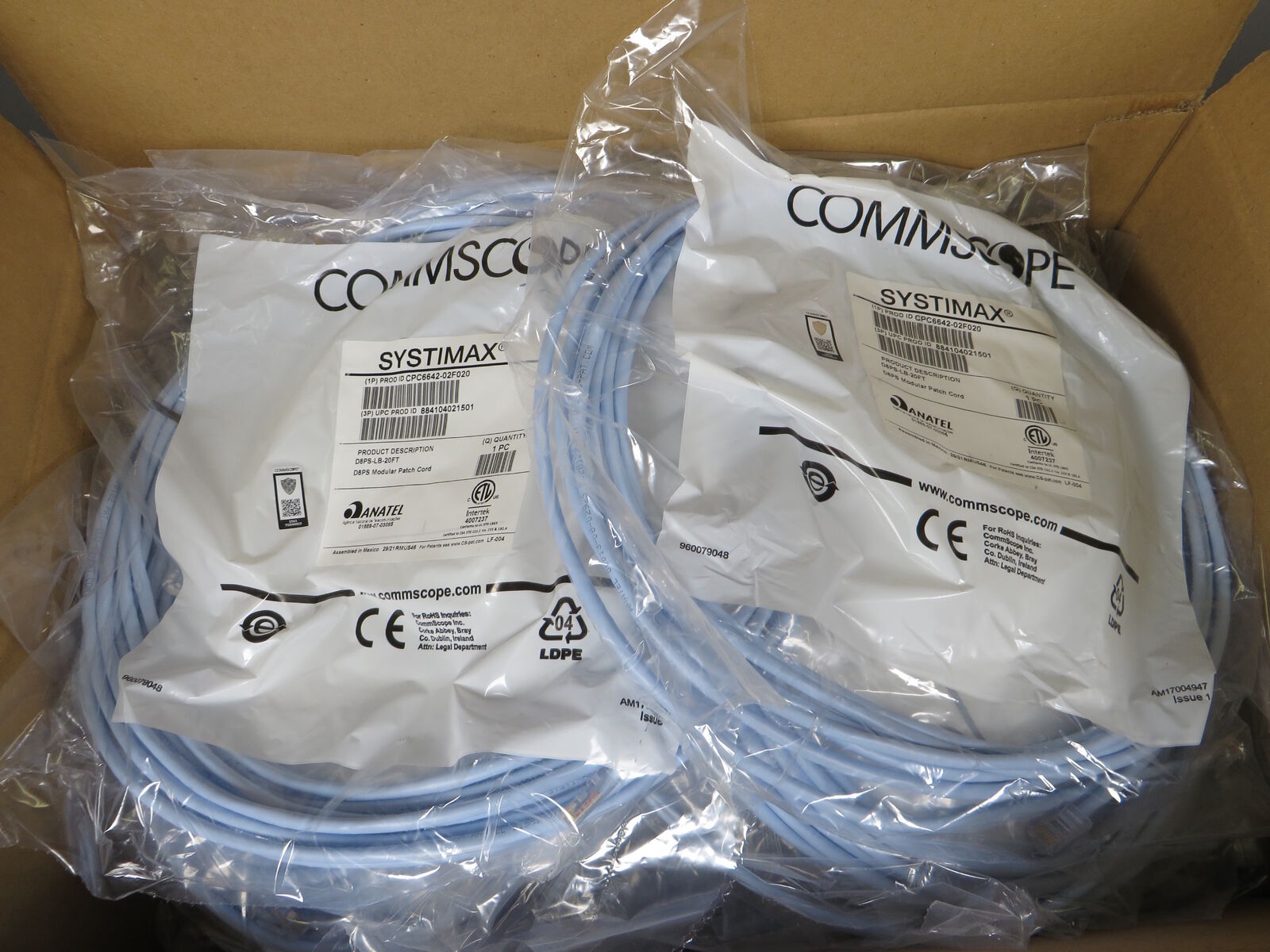 CommScope Systimax D8PS-LB-20FT Light Blue Modular 20-ft Patch Cord ...