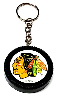 CHICAGO BLACKHAWKS MINI PUCK KEYCHAIN 2" WIDE NEW NHL OFFICIALLY ...