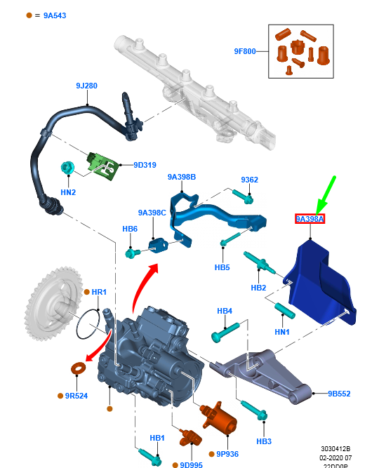 FORD RANGER T6 MK1Fuel Injection Pump Bracket BB3Q-9A398-AC 1750494 NEW ...