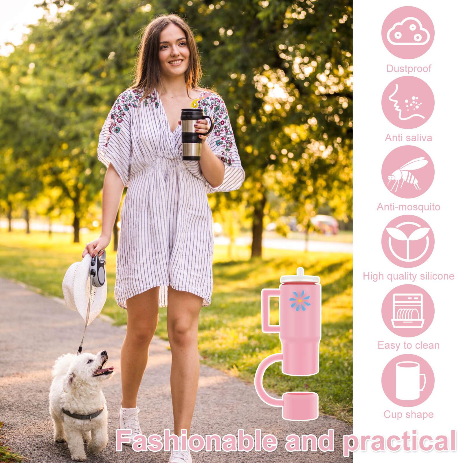 4 Pcs Silicone Straw Tips Covers Reusable Straw Tips Lids Dust-Proof ...