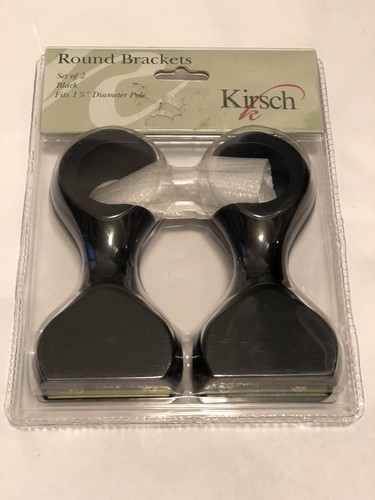 Kirsch Round Brackets Wood Fits 1 3/8" Rod Pole Support Set of 2 Black ...