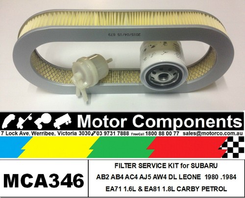 FILTER KIT Oil Air Fuel for SUBARU DL LEONE EA71 1.6L EA81 1.8L PETROL ...
