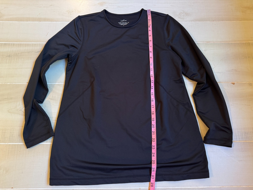 J. Jill Rhodes crew neck tee black long sleeve shirt top women's size M ...