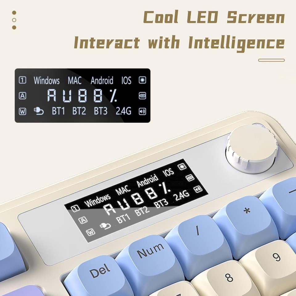 S99 Pro Gaming Keyboard, Cute Creamy Keyboard with Number Pad Smart ...