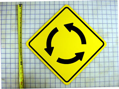 ROUND ABOUT / ROTARY AHEAD YELLOW ALUMINUM SIGN | eBay