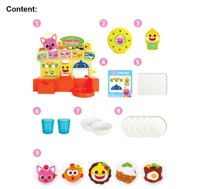 Pinkfong Baby Shark Vibrating Bell food Court Role Play Set Toy Korea ...