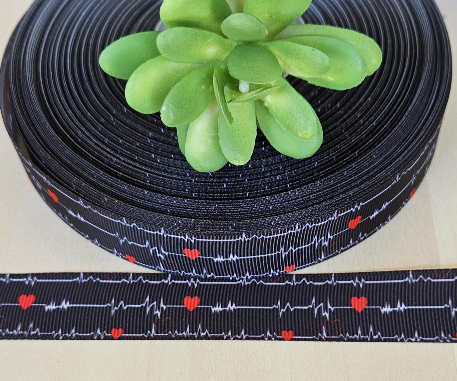 7/8" (1 YD) Healthcare Grosgrain Ribbon EKG Nurse Doctor Heart EMT ...