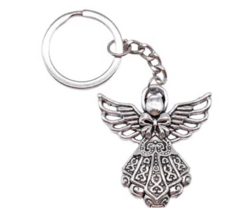 Silver Tone Guardian Angel Charm Keychain Key Ring With Free Gift Box ...