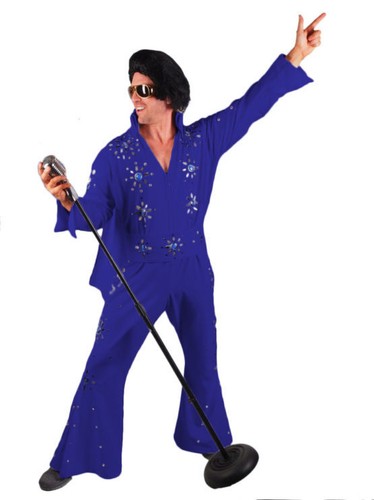 Deluxe Professional Elvis Costume Jeweled Royal Blue Jumpsuit with Cape ...