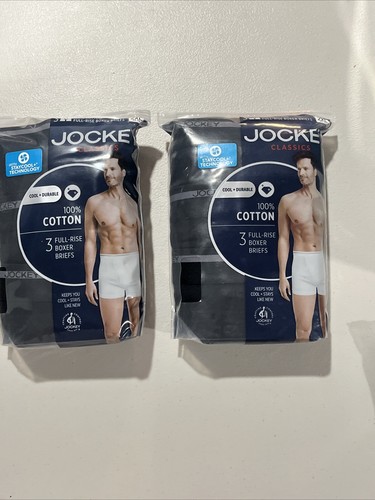 6 Pack Jockey Classic Full Rise Boxer Briefs 100% Cotton Mens 2XL Black ...