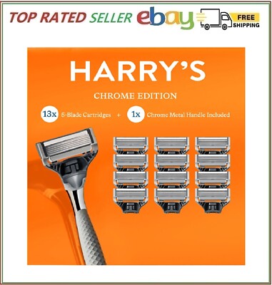 Harry's Chrome Edition Razor Set 13 x 5-Blade Cartridges + 1 Chrome ...