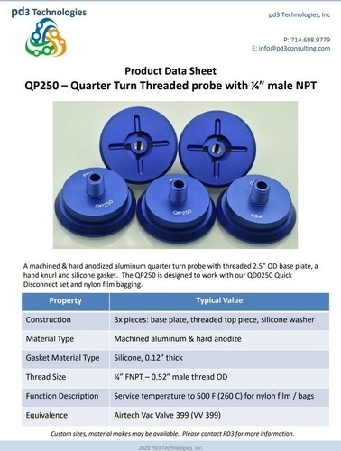 QP250 Quarter Turn Vac Valve Vacuum Bag Adapter Frog - comp to Airtech ...