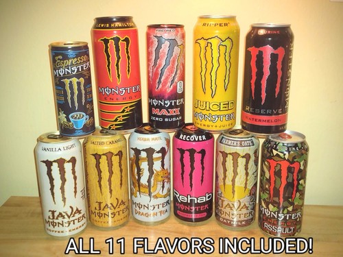 Set of 11 Rare MONSTER ENERGY DISCONTINUED FLAVORS - FULL UNOPENED CANS ...