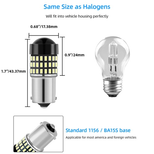 2Pcs Turn Signal Light Bulb 1156 Brake Lights LED White Light Bulbs ...