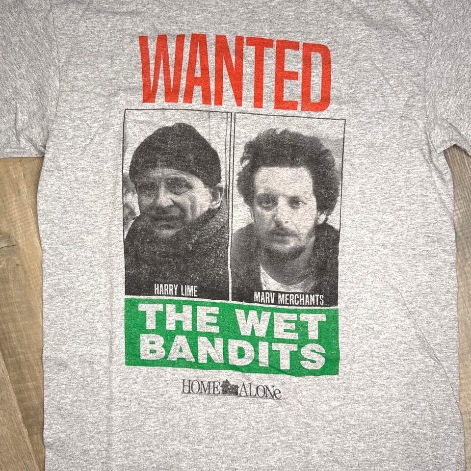 Home Alone Wet Bandits Wanted Poster Shirt Mens Size Medium | eBay UK