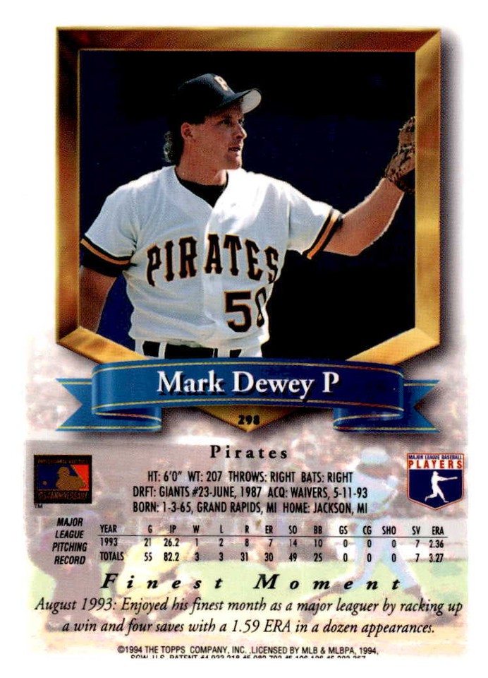 1994 Finest Mark Dewey 298 | eBay