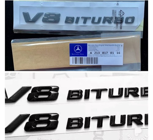 MERCEDES BENZ GLOSS BLACK V8 BITURBO BADGES FOR AMG C63 E63 S63 ML63 ...