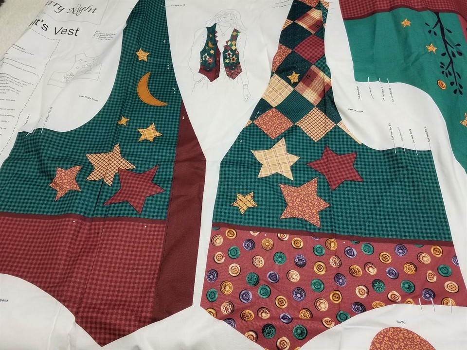 Vintage Sewing Panel:Starry Night Vest Cut & Sew Size XS, S,M,L, | eBay