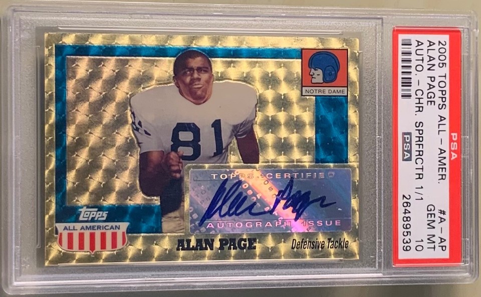 🔥🔥ALAN PAGE 2005 Topps ALL AMERICAN AUTO Chrome SUPERFRACTOR 1/1 PSA 10 ...