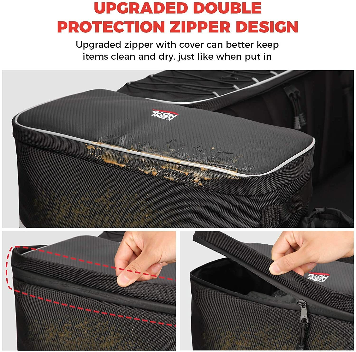 KEMIMOTO ATV Rear Storage Bag Pack Seat Padded Bottom Bags w/Cushion ...