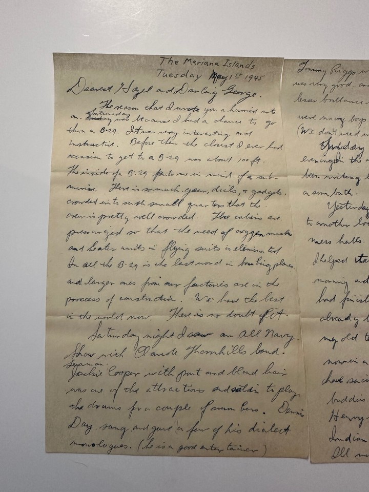Mariana Islands World War II Army Air Corps B-29 Inspection Letter May ...