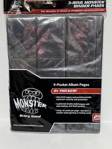 Monster 9 Pocket Trading Card Album Pages 25 Pack - 2X Thicker! Extra ...