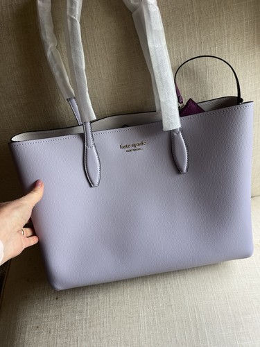 Kate Spade All Day Tote Bag Women lavender Crossgrain Leather Handbag w/Pouch | eBay