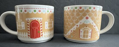 Elum Home Designs Gingerbread House Coffee Mugs Set Of 2 Stackable | eBay