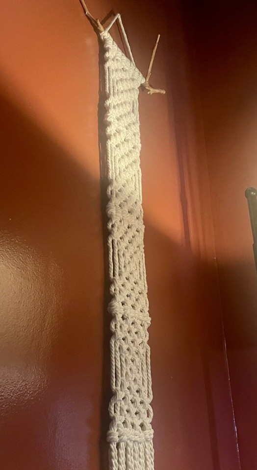 macrame wall art, 55” long, 5” wide, natural all cotton macrame cord | eBay