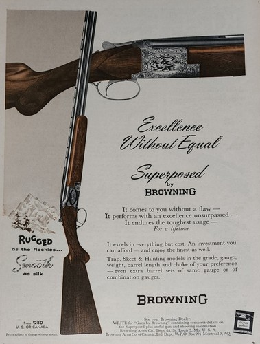 Browning Superposed Gun Magazine Ad Picture Vintage Retro Hunting Wall ...